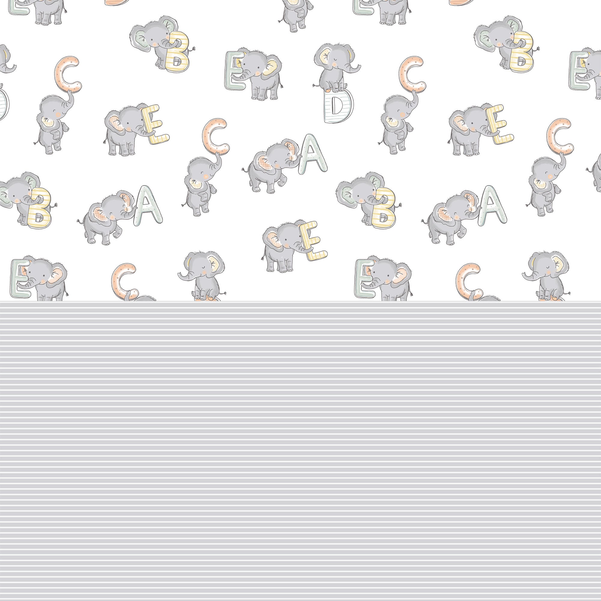 Vintage Elephant ABC and Stripe Classic Grey – Angel Dear