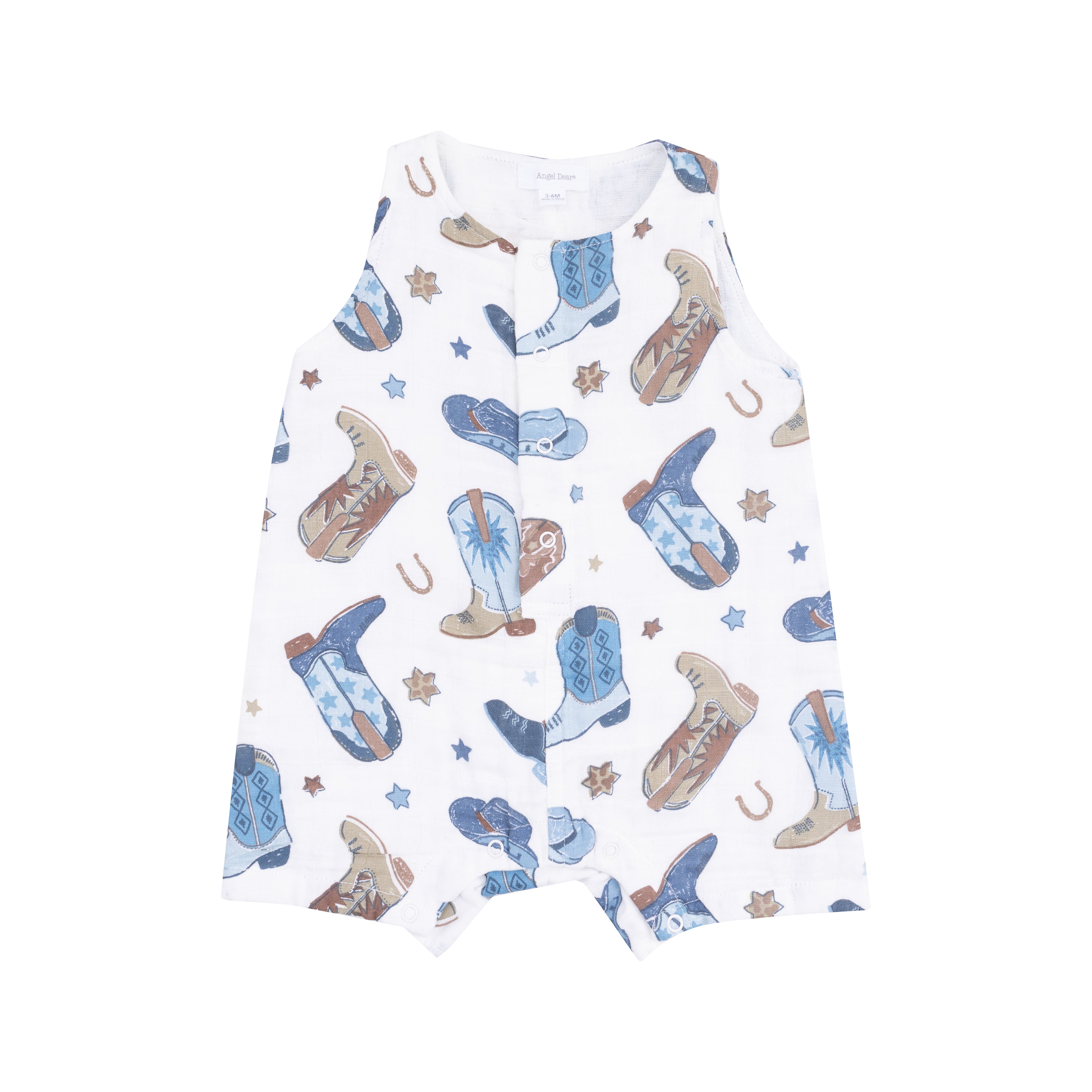 Sleeveless Shortie Romper - Cowboy Boots Blue – Angel Dear